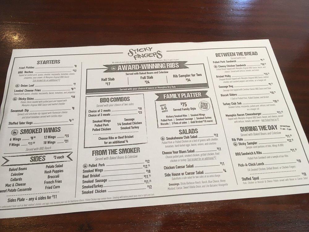Menu at Sticky Fingers Ribhouse- BBQ North Myrtle Beach, North Myrtle ...
