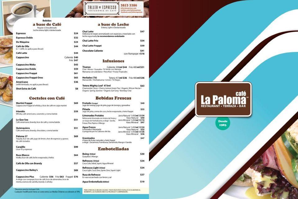 Carta de Café La Paloma, Guadalajara, C. Manuel López Cotilla 1855