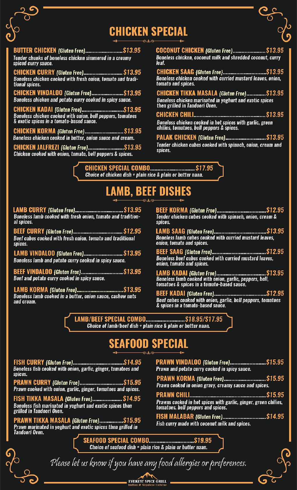 Menu at The Indian Bites restaurant, High River