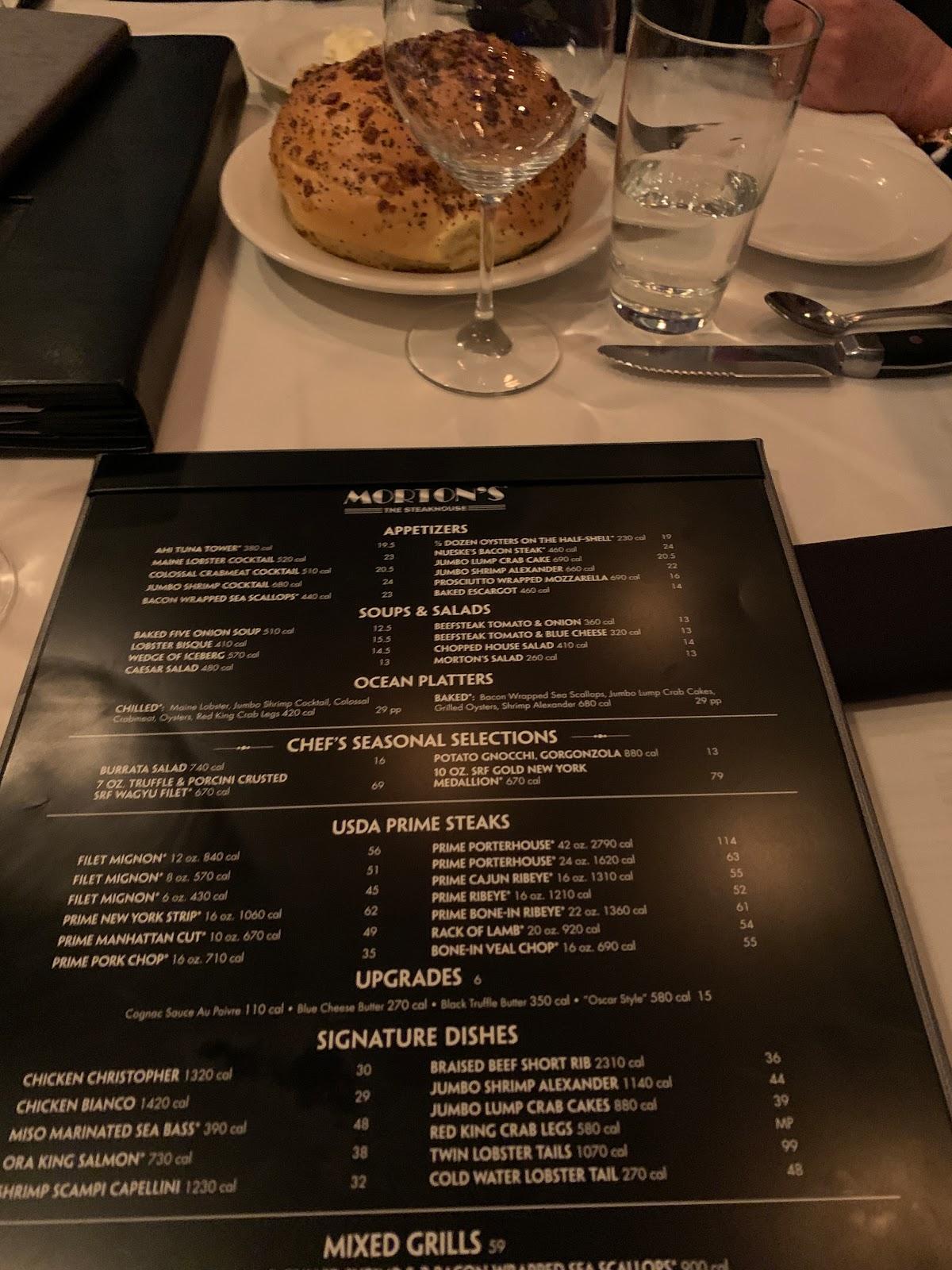 Menu at Morton's The Steakhouse, Washington, Connecticut Ave NW