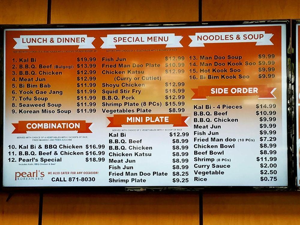 Menu at Won’s Korean BBQ, Kahului, 270 Dairy Rd
