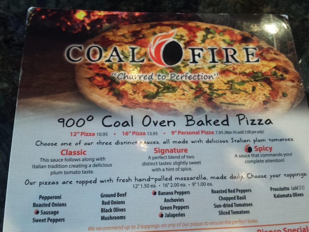 Menu at Coal Fire pizzeria, Cockeysville