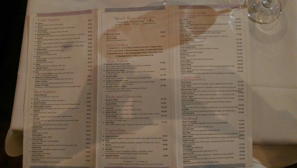 Menu at HAZ St Paul's restaurant, London, 34 Foster Ln