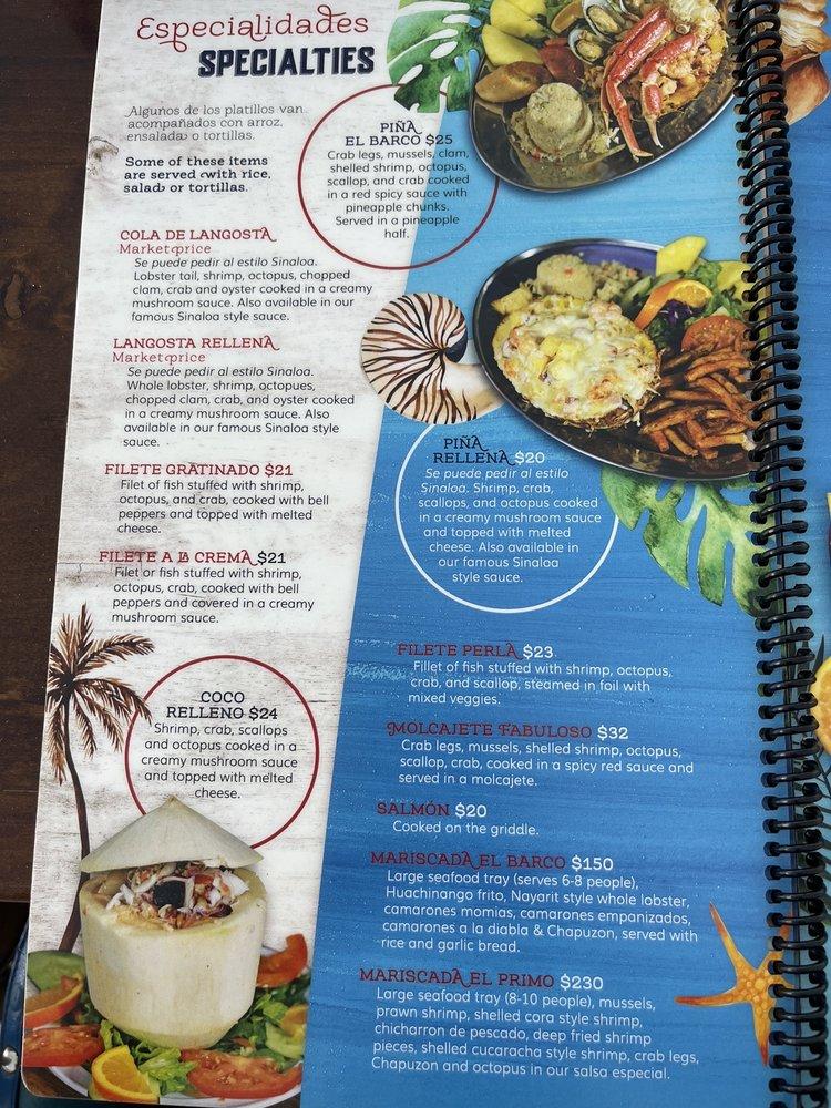 Menu at Mariscos EL BARCO (Estilo Nayarita) Sea Food, Richmond, Rigsby Rd