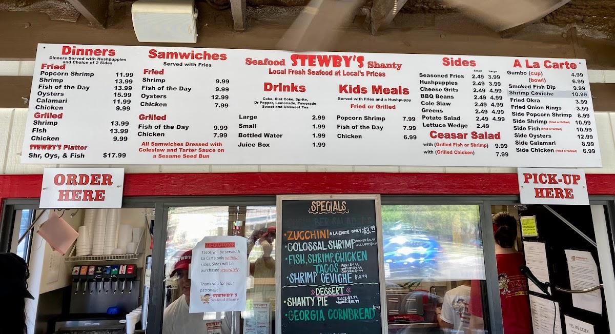 Menu at STEWBY'S Seafood Shanty restaurant, Wright, 427 Racetrack Rd NW
