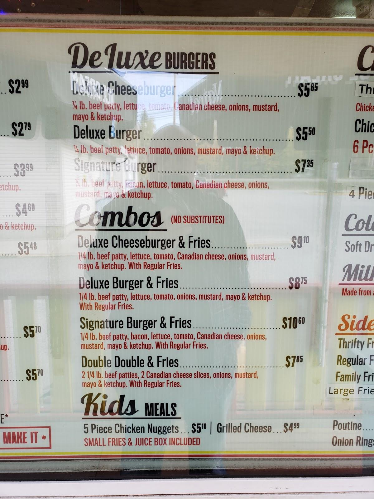 Menu at Sandy's Old Fashion Hamburger Stand restaurant, Prince George