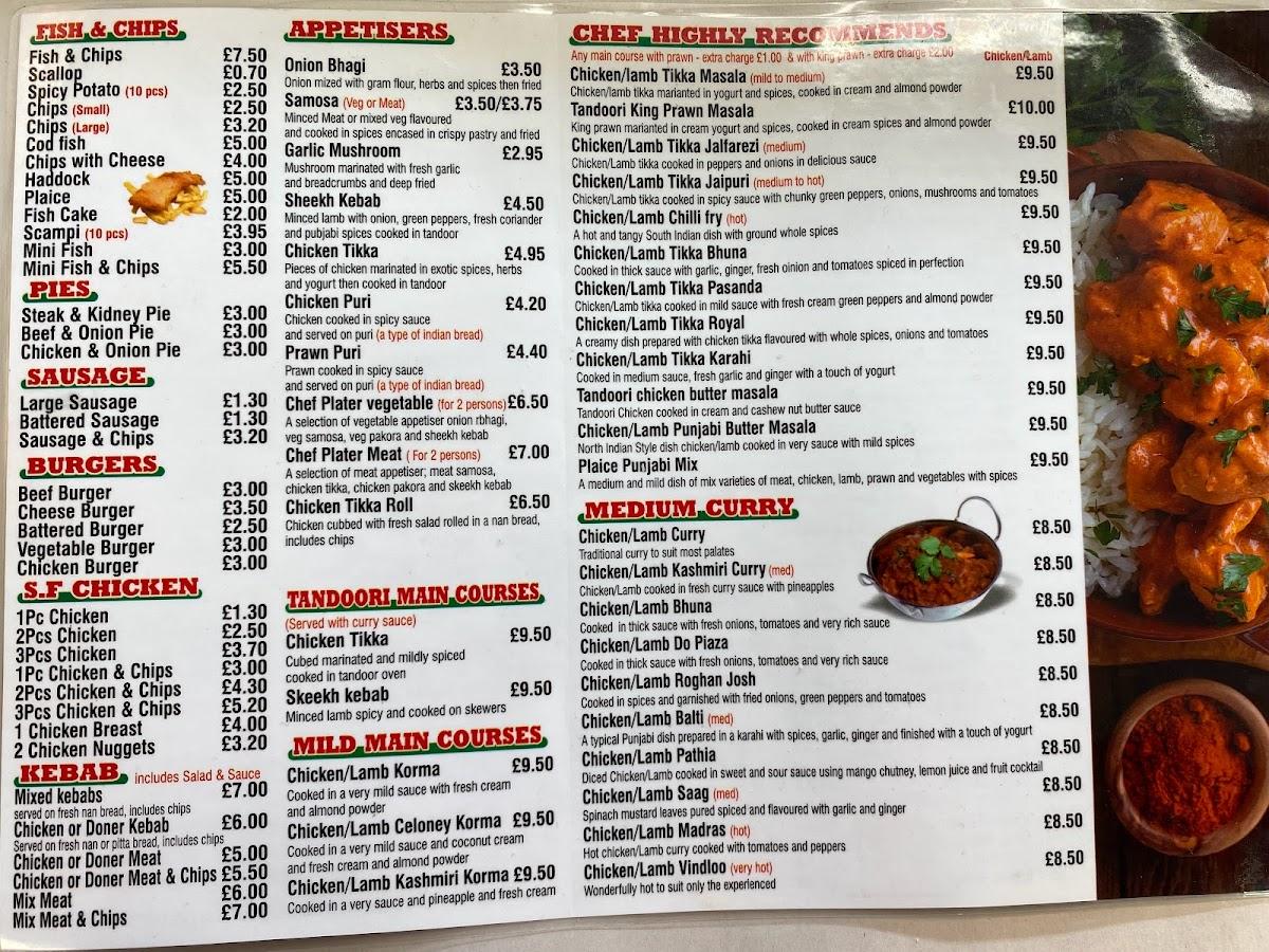 Menu at The Plaice fast food, Ludlow