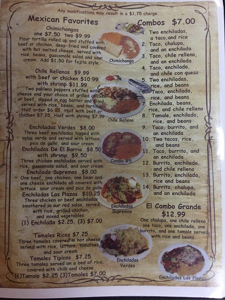 Menu at El Monte Mexican Restaurant, White Bluff