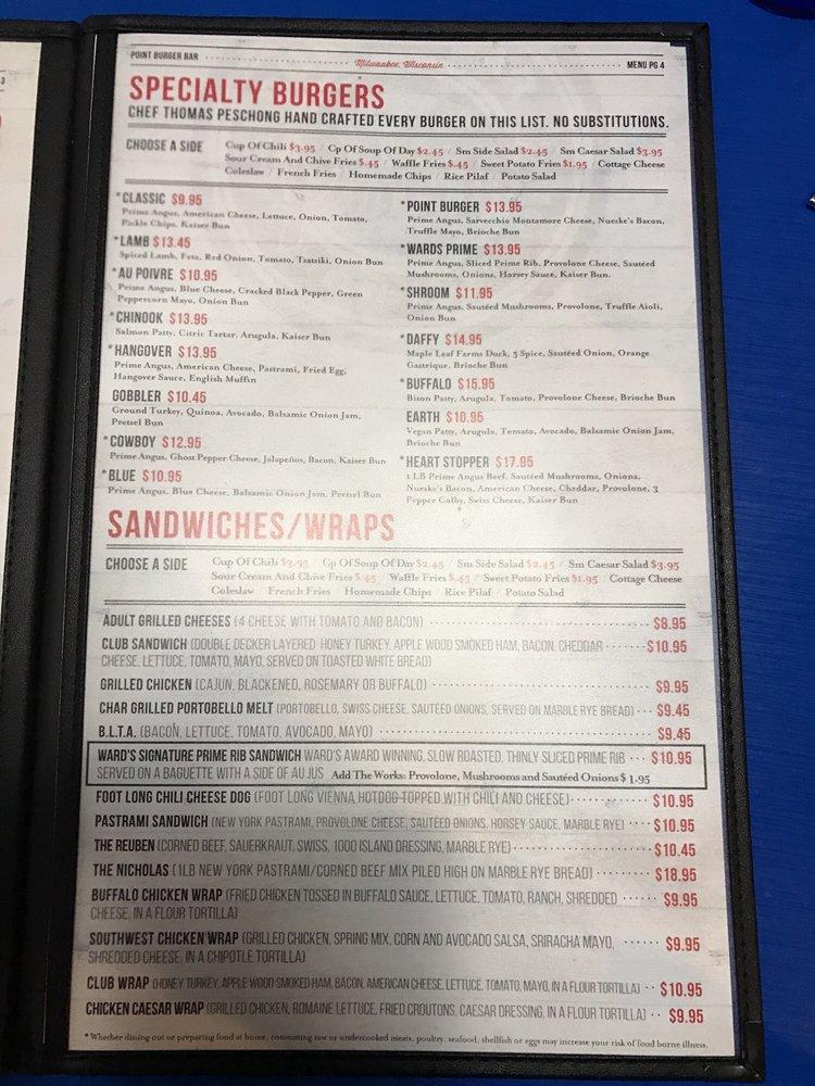 Menu at Point Burger Bar Pewaukee, Waukesha