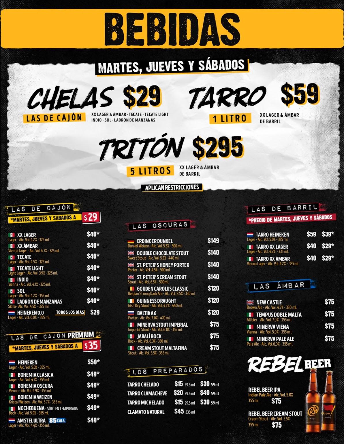 Menu at Rebel Wings Ecatepec restaurant, Tepexpan