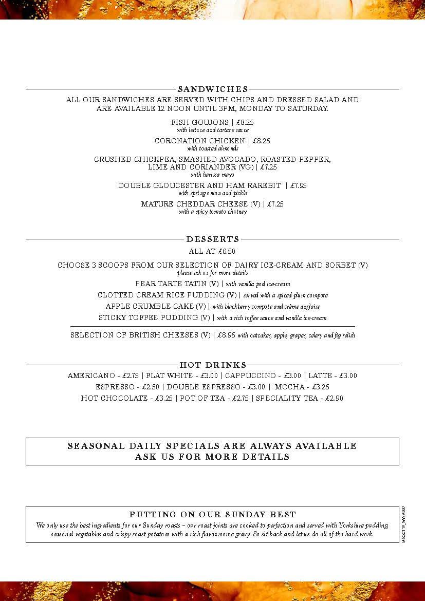 Menu at Red Lion pub & bar, Lacock