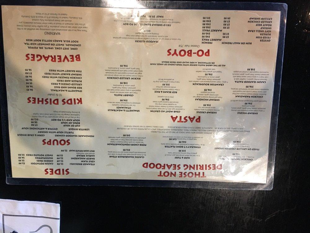 Menu at Stingray's Grill & Bar, Kenner