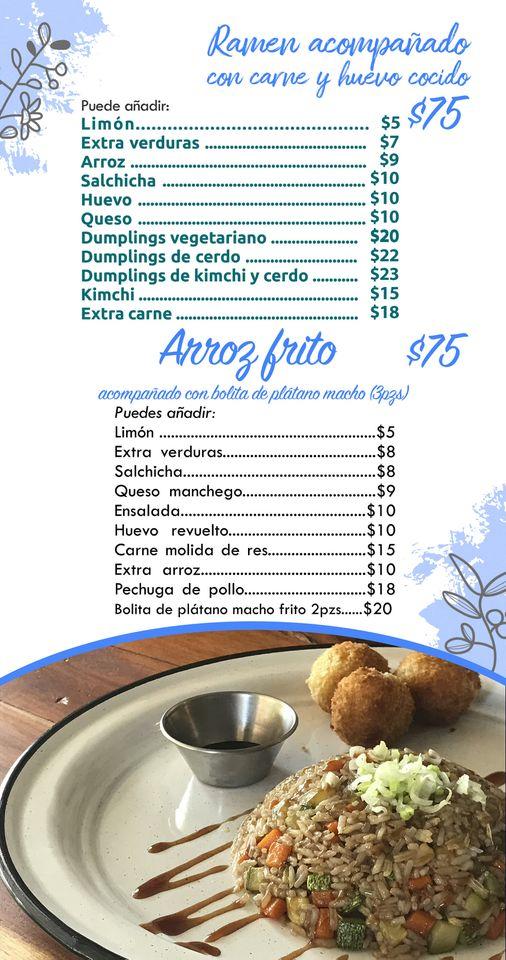 Menu at Bori, Café y Comida Coreana, Cancún