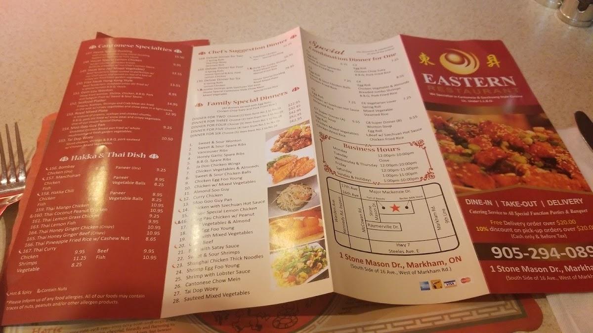 Menu at Eastern Restaurant, Markham