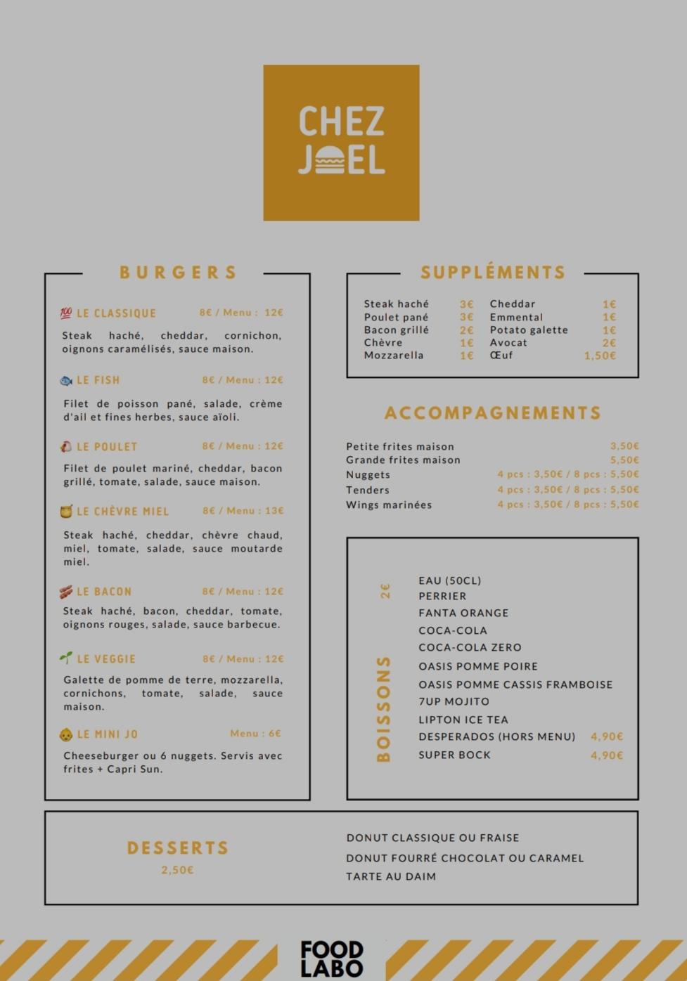 Menu at Food laboratory restaurant, Nantes