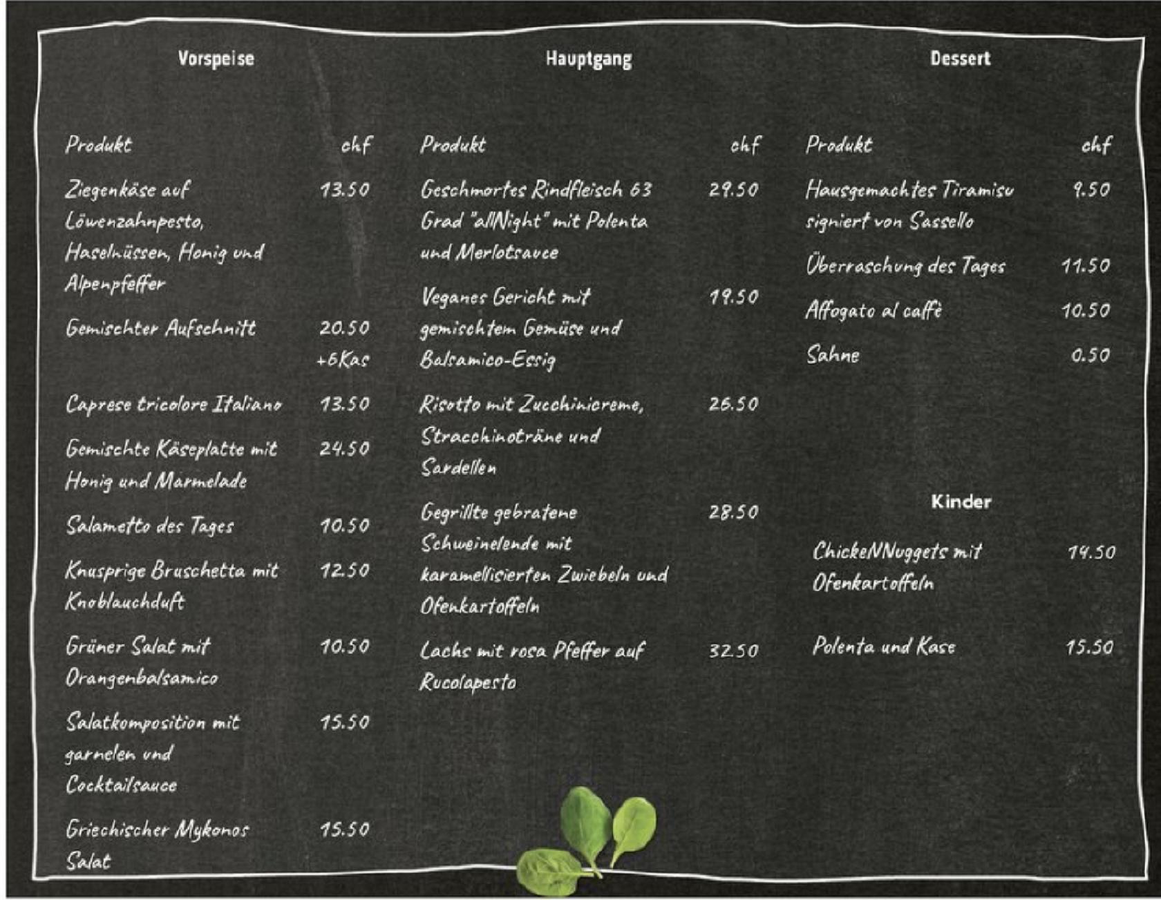 Menu at Grotto Sassello, Gerra (Verzasca), Prato Maggiora 3