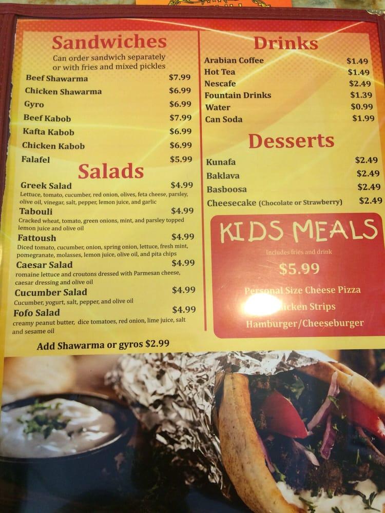 Menu at Hala Cafe, Euless