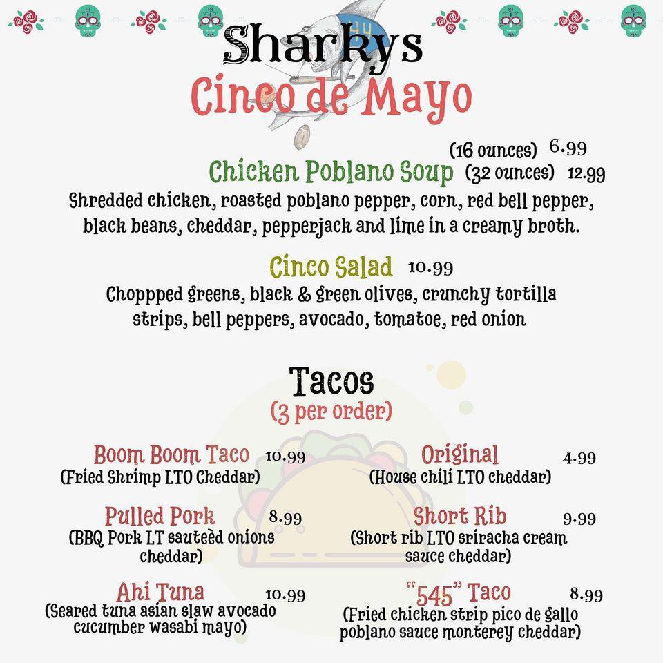 Menu at Sharky's Wings & Raw Bar, Clifton