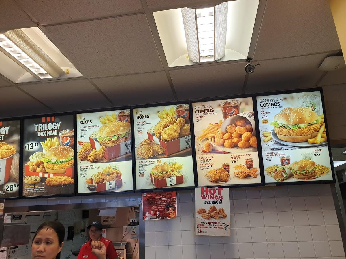 Menu at KFC fast food, Peace River