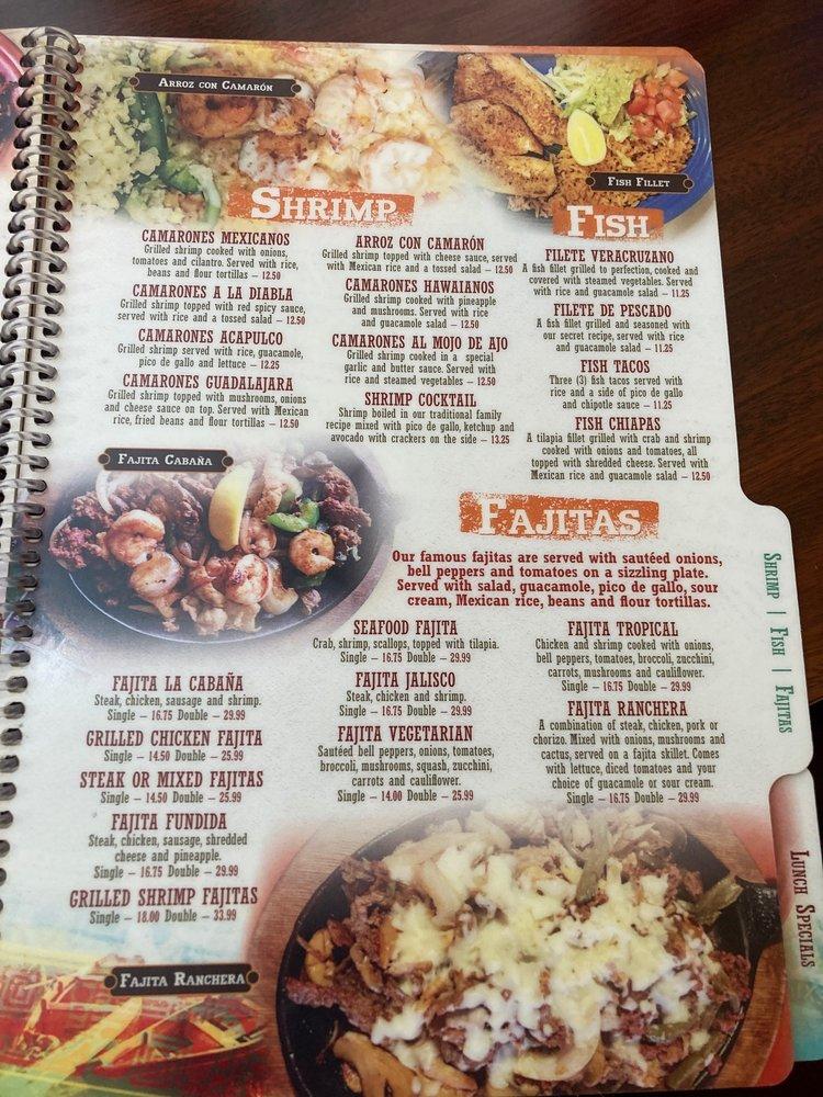 Menu at La Cabana Mexican Cuisine restaurant, Marinette