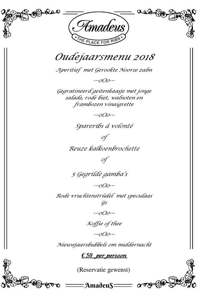 Menu at Amadeus Roeselare, Roeselare