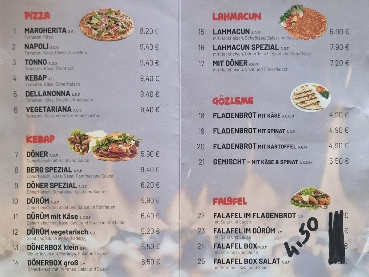 Menu at Berg Imbiss Lingenau restaurant, Lingenau