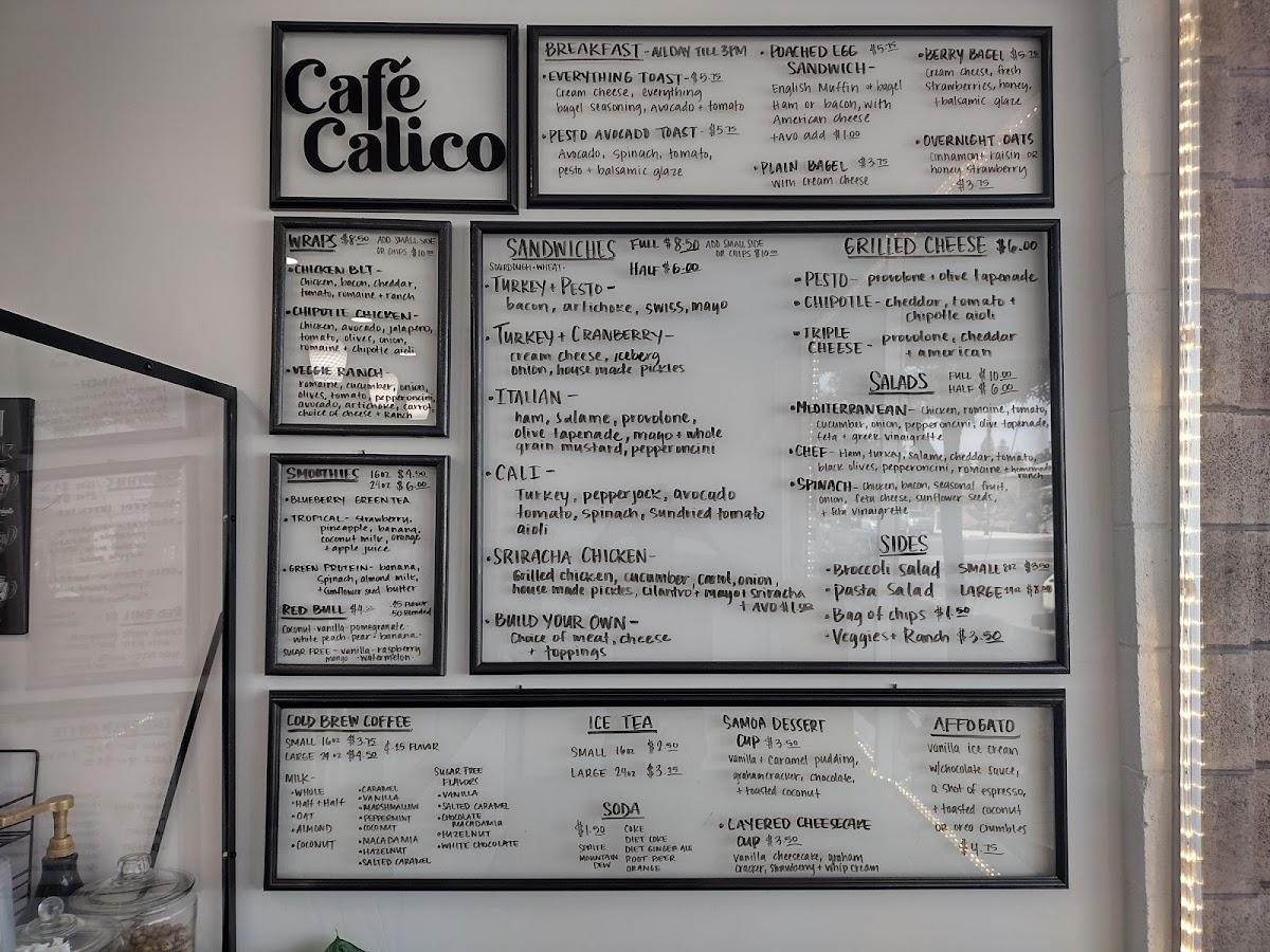Menu at Cafe Calico, Anderson