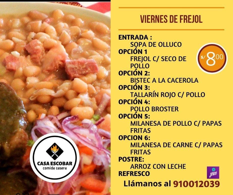 Menu at Casa Escobar, Ayacucho