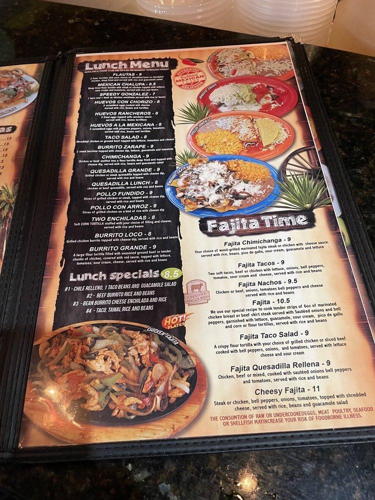 Menu at El Mezcal Mexican Grill restaurant, Cullman