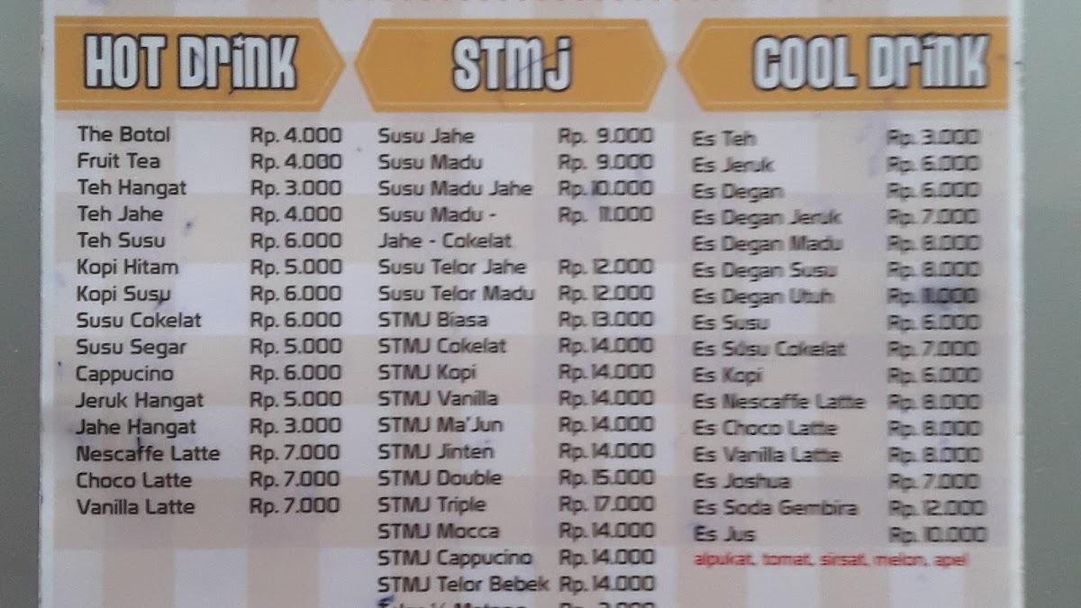 Menu at Jagung Bakar & STMJ Tawangmangu restaurant, Malang