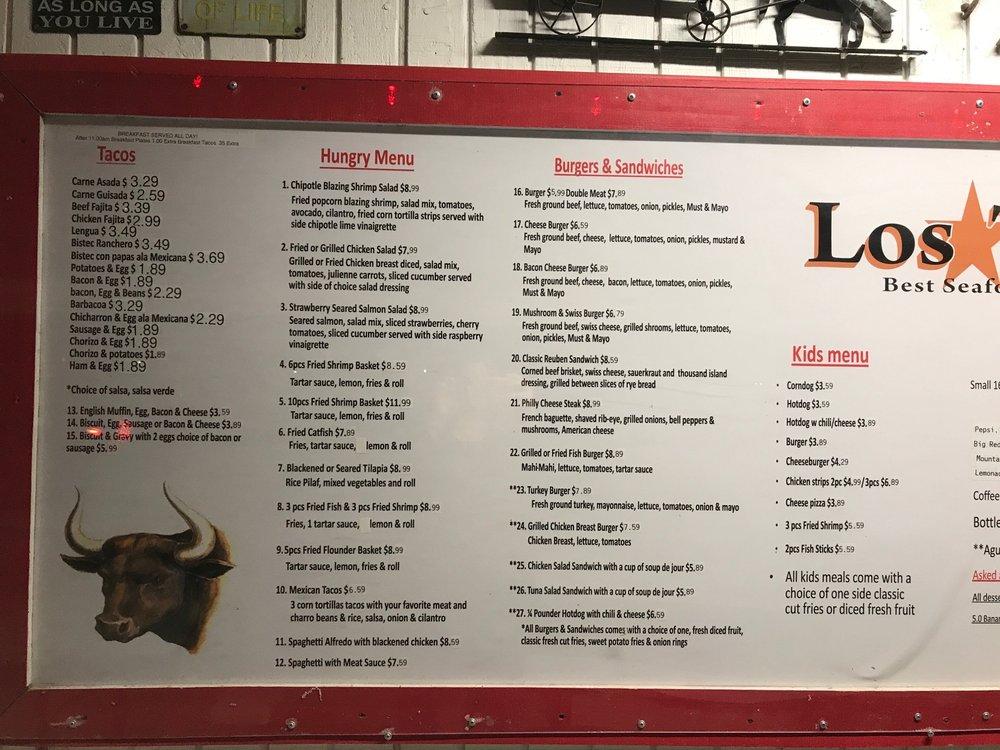 Menu at Los Toros tacos & burgers restaurant, Corpus Christi