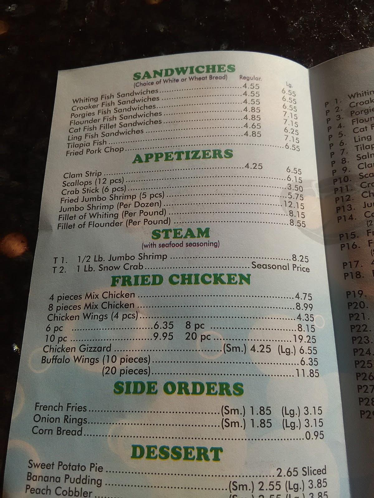 Menu at Blue Bay restaurant, Philadelphia, City Ave