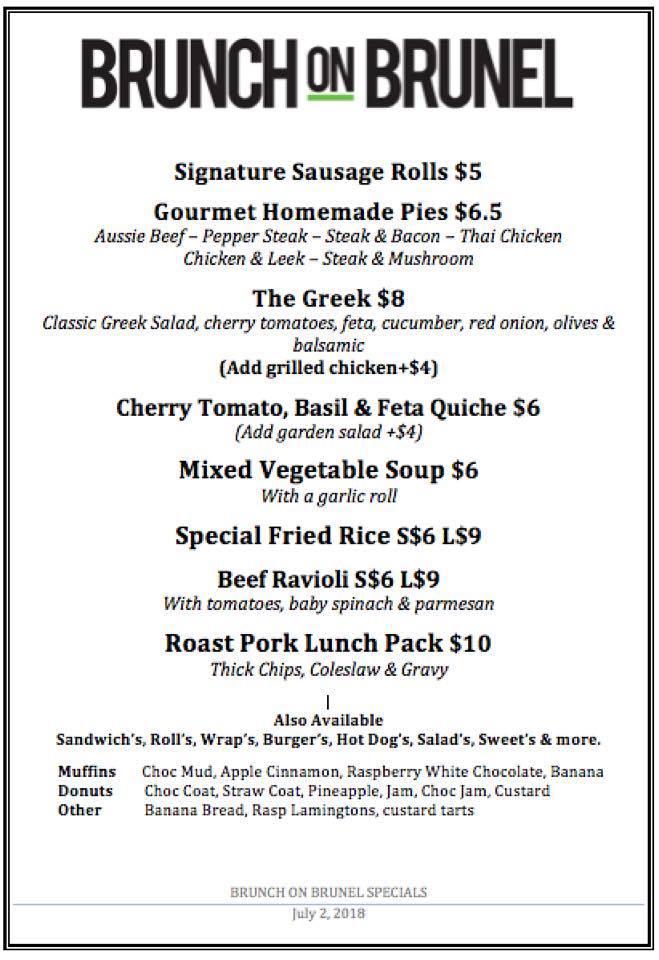 Menu at Brunch on Brunel Cafe, Seaford