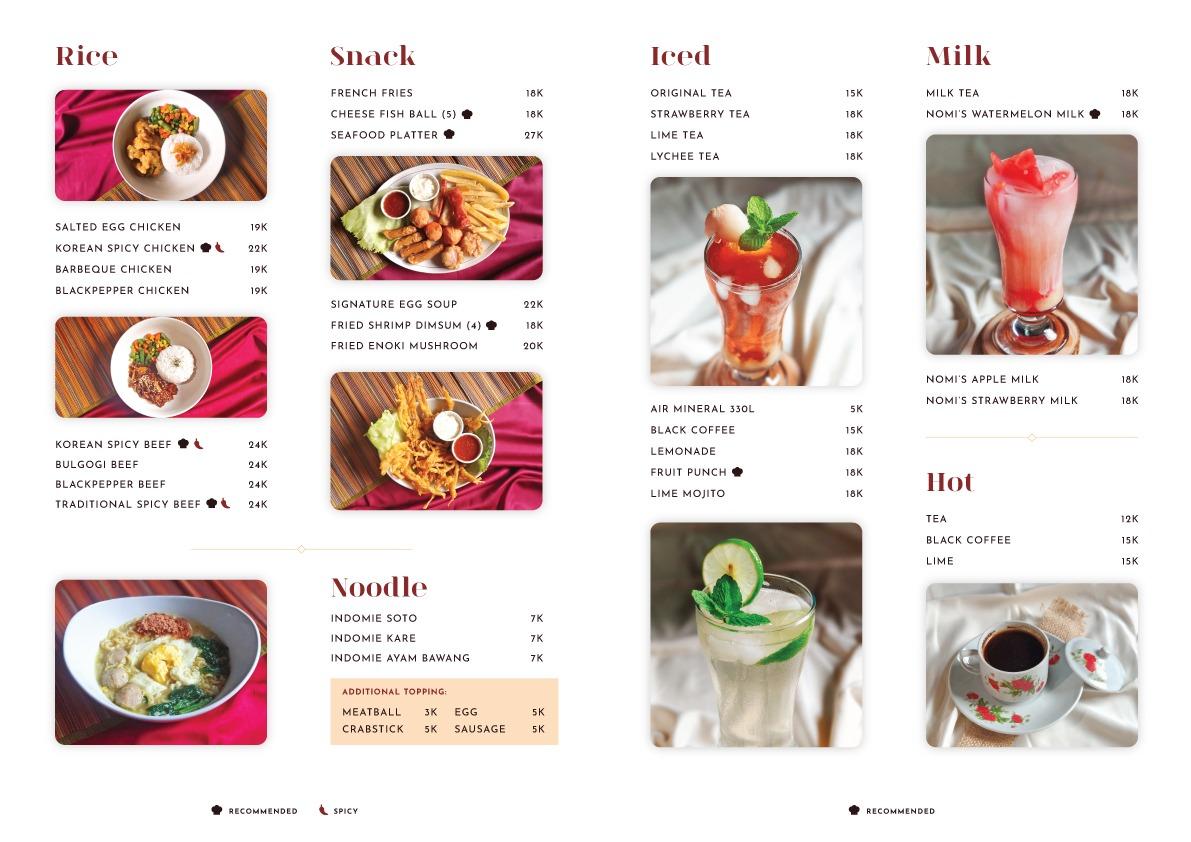 Menu at Rumah Cafe NOMI, Sidoarjo