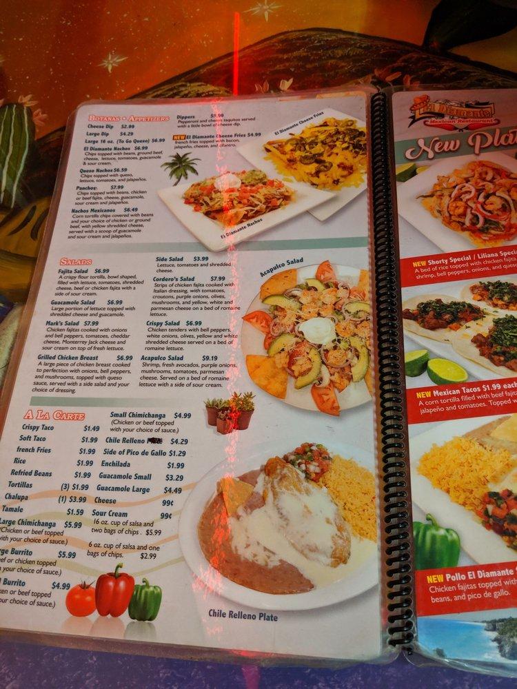 Menu at El Diamante Mexican Restaurant, Mount Ida