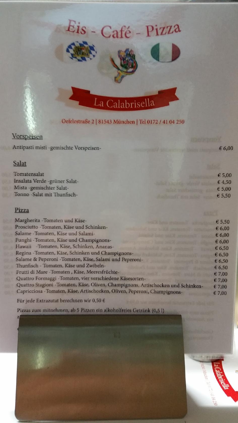 Speisekarte von La Calabrisella restaurant, München