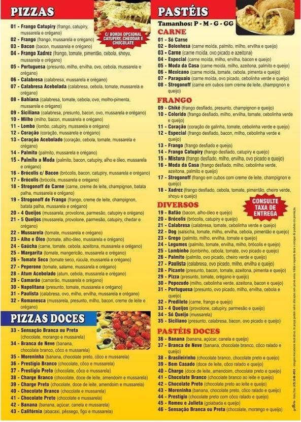 Menu em Mundo dos Pasteis pizzaria, Itajaí