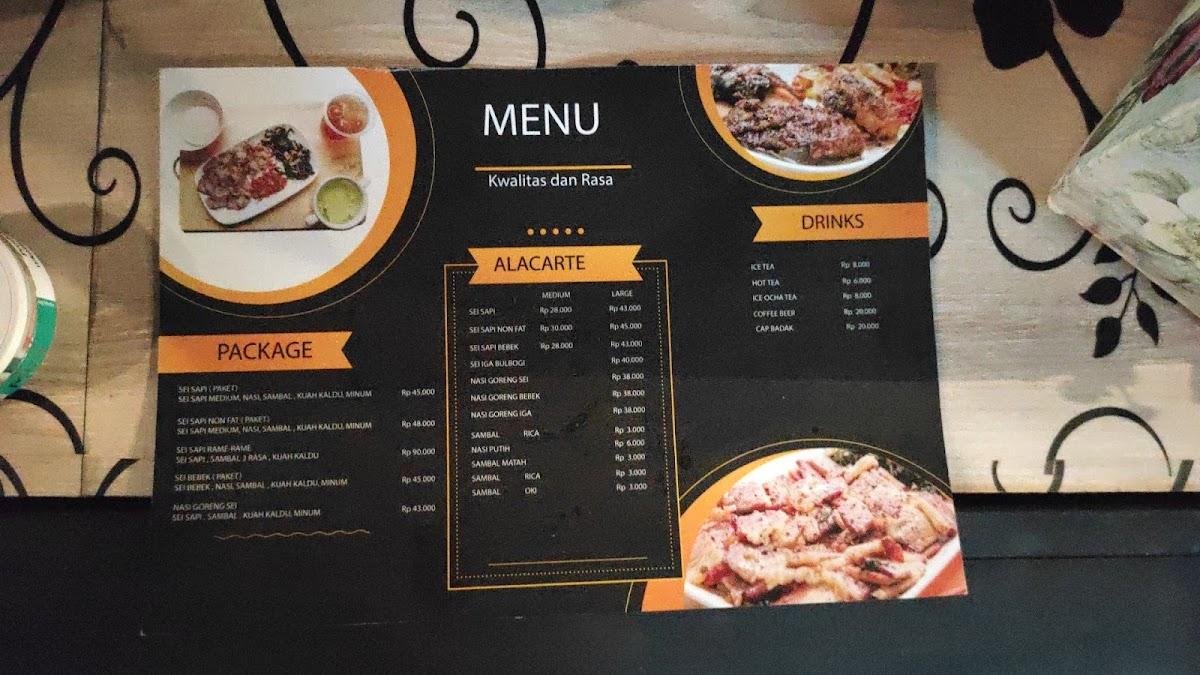 Menu at Sei Town restaurant, Central Jakarta