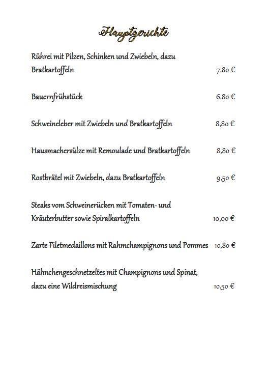 Speisekarte von Gaststätte "Zum Löwen" - Günther Kloska restaurant, Tanna