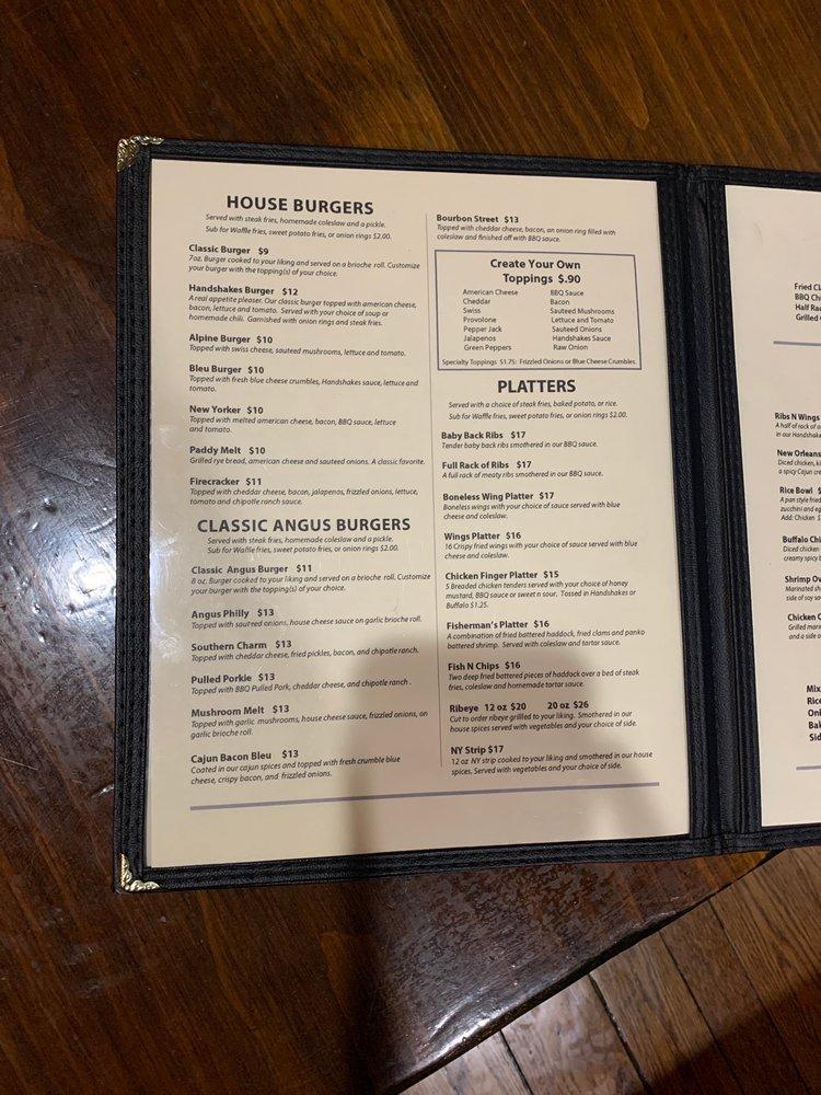 Menu at Handshakes Bar & Grill, Hopewell Junction, 337 NY-82