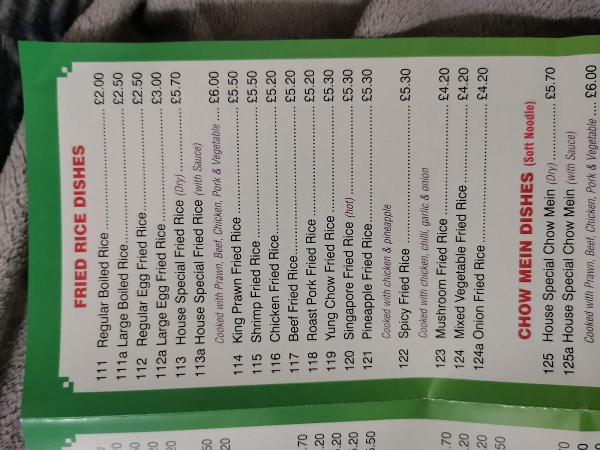 Menu at Yummy Chinese Takeaway fast food, Mansfield