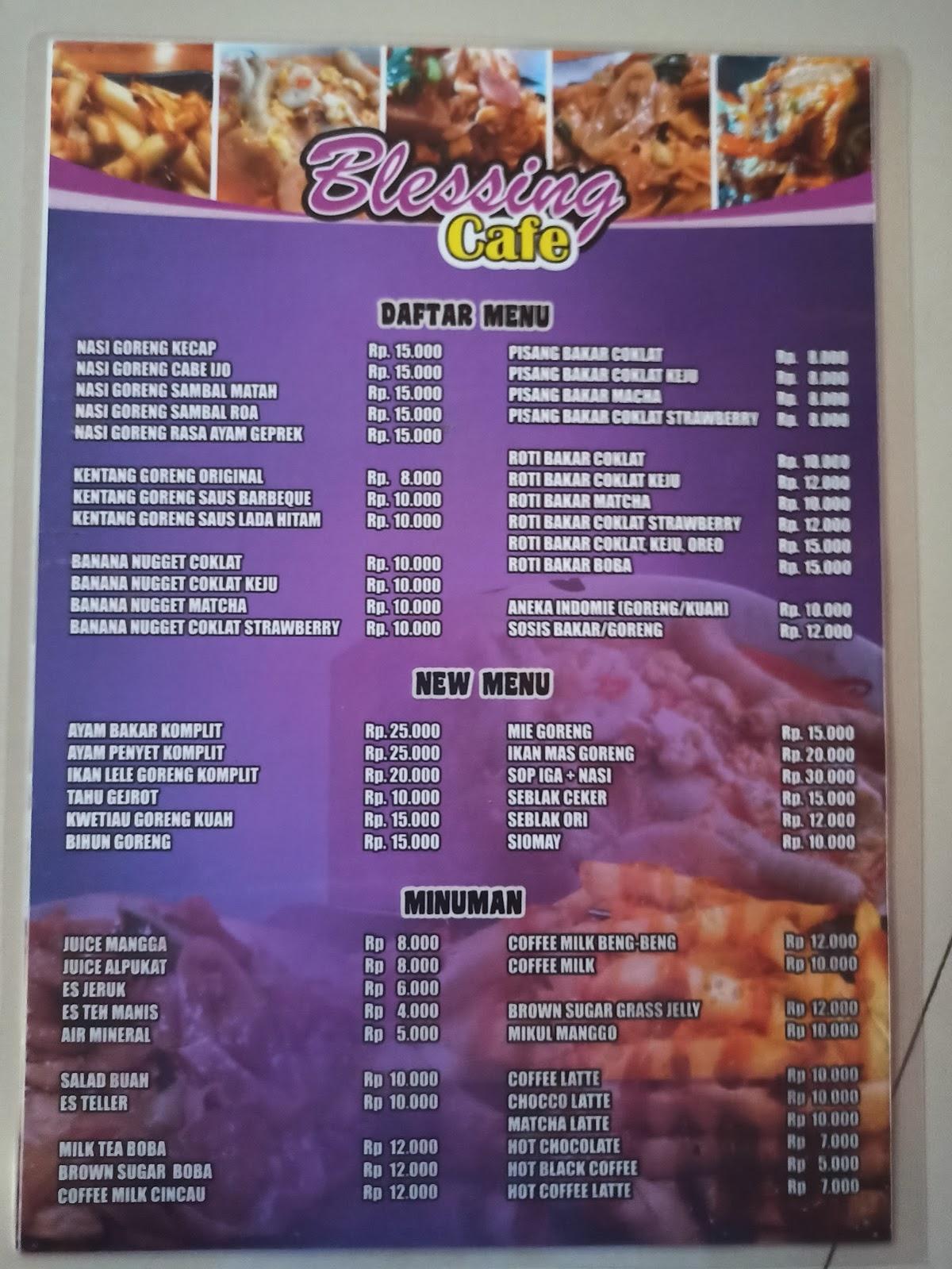 Menu at Blessing Cafe # cafe resto dan family karaoke, Kota Agung