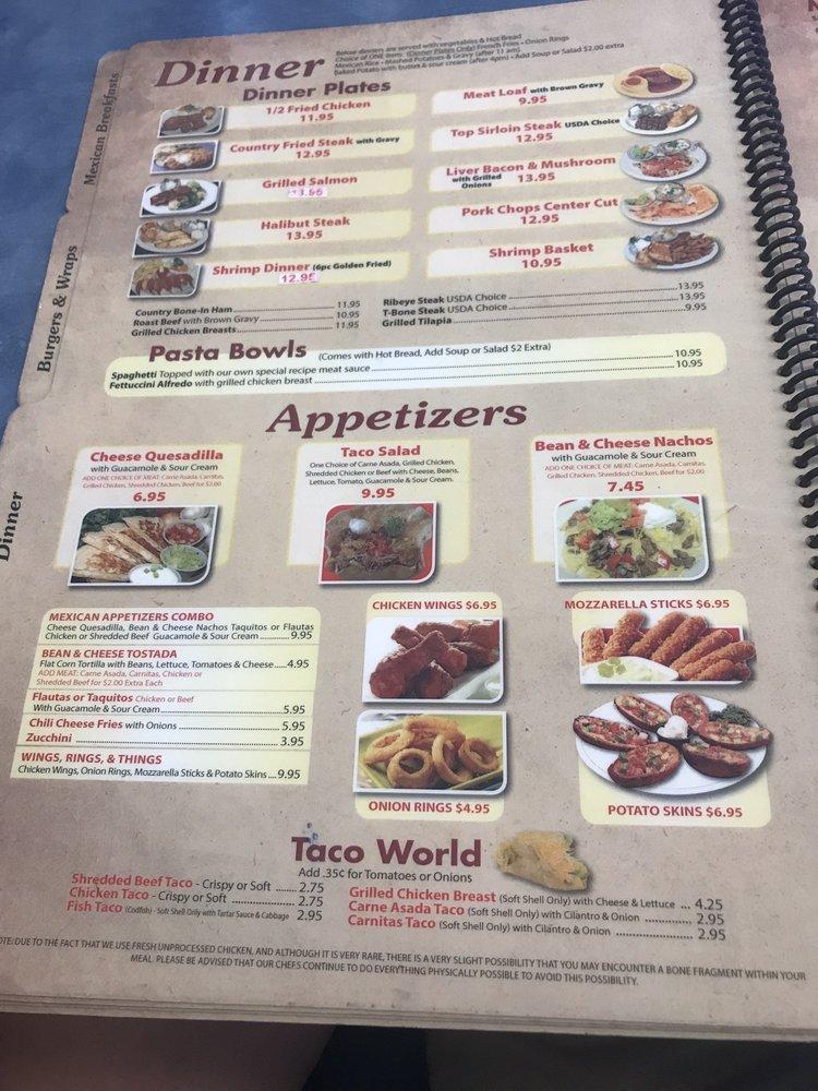 Menu at Brandon's Diner restaurant, Riverside, Indiana Ave