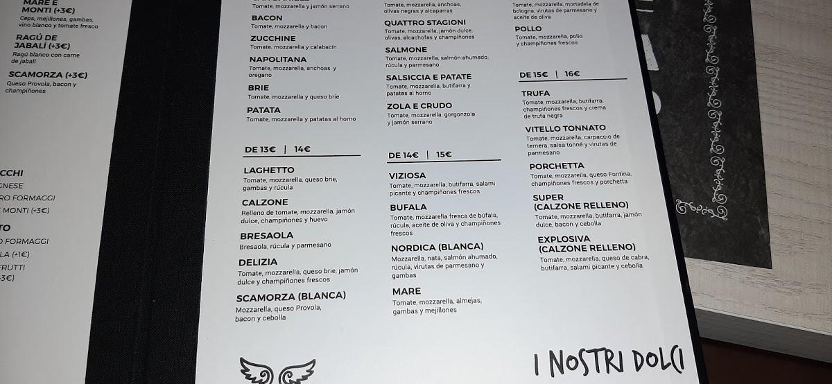 Menu at iL Mattone restaurant, Barcelona, Carrer de Galileu