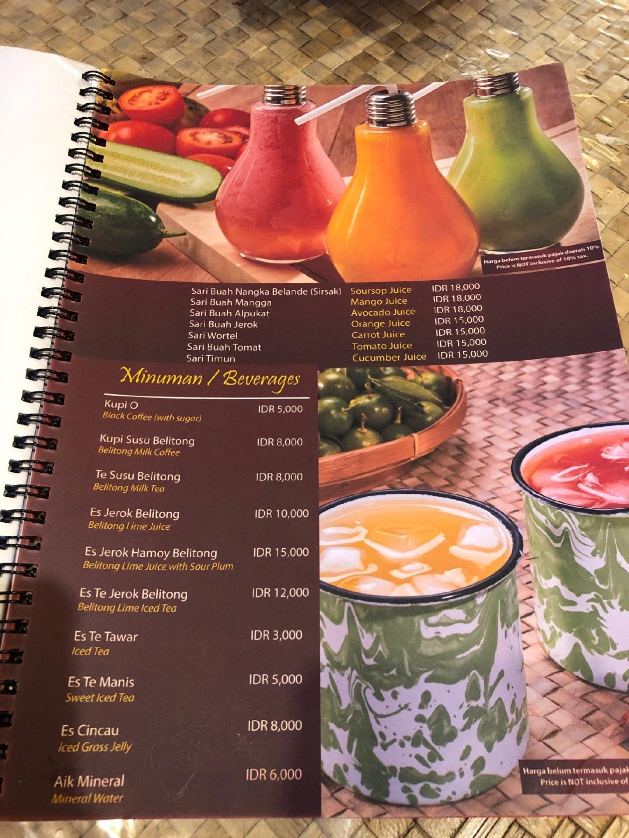 Menu at Ruma Makan Belitong Timpo Duluk restaurant, Tanjung Pandan