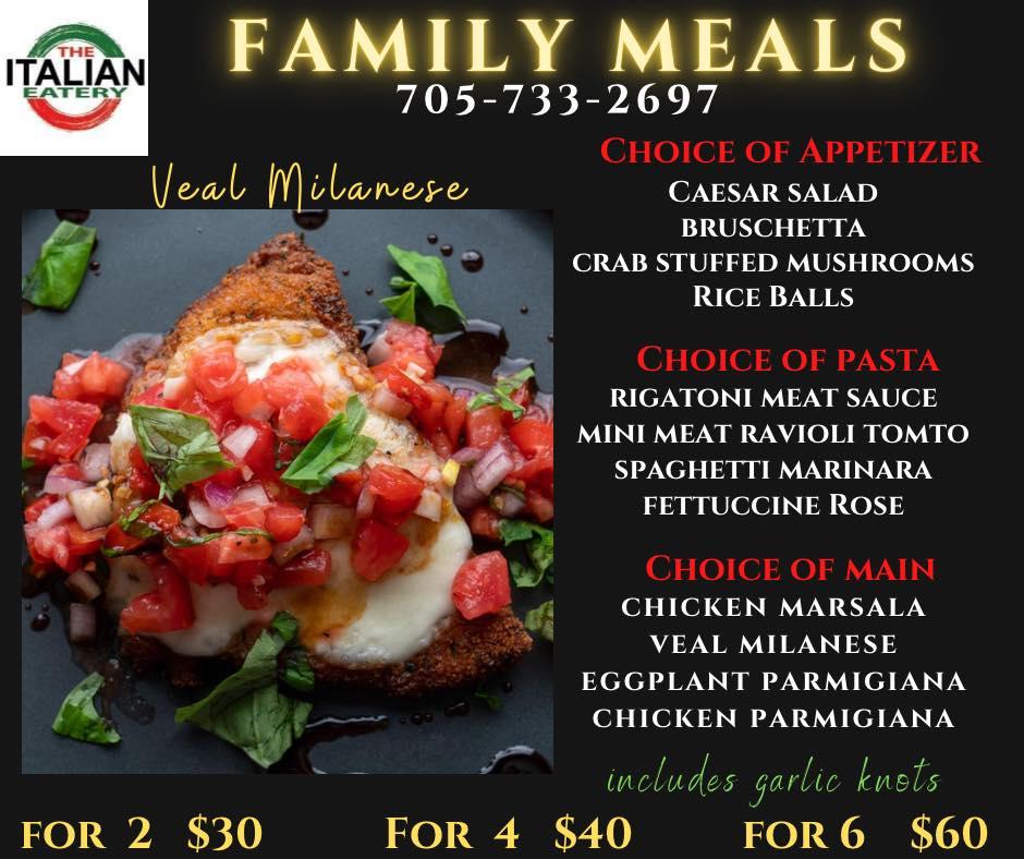Menu at The Italian Eatery restaurant, Barrie