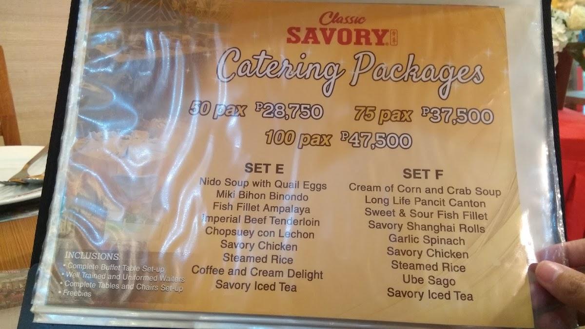 Menu at Classic Savory restaurant, Malolos, Unit 147 - 148