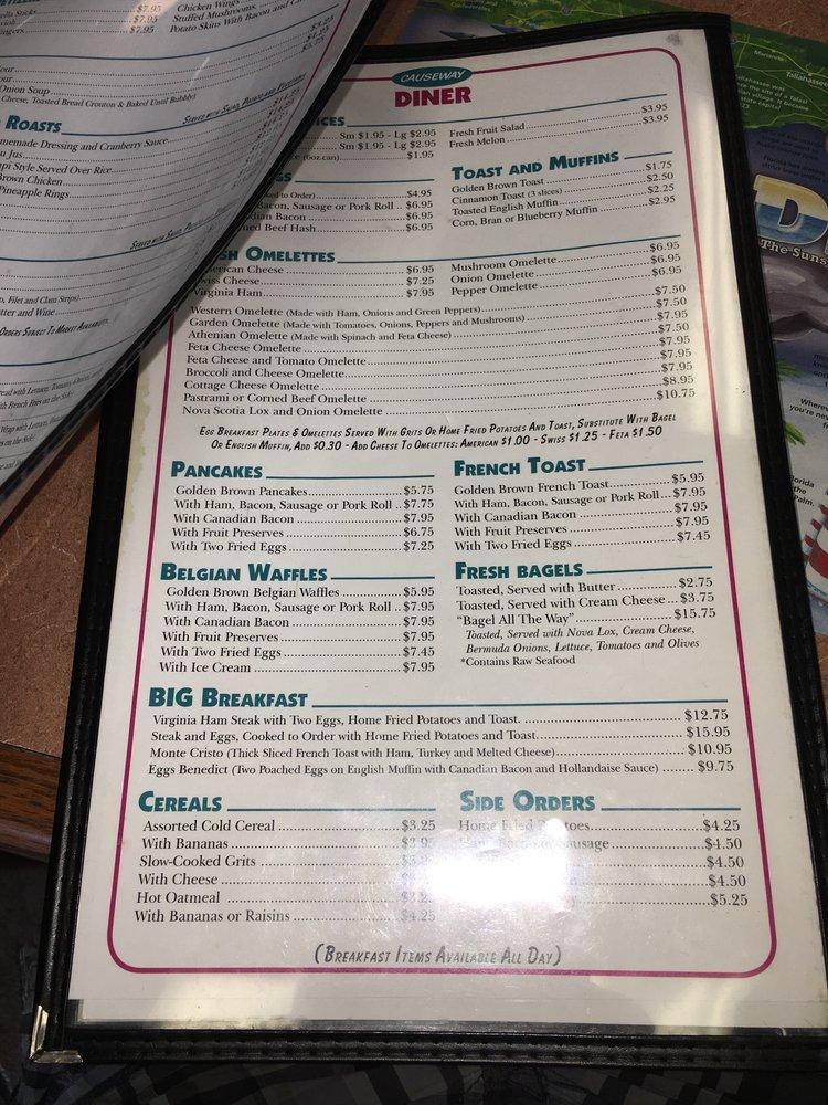 Menu at Causeway Diner restaurant, Merritt Island