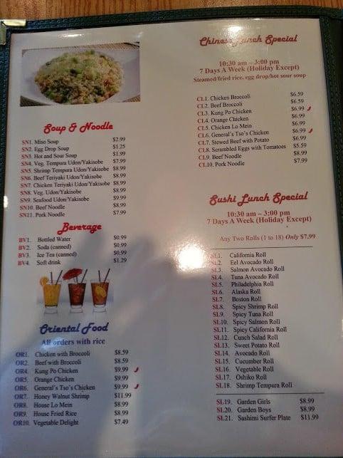 Menu at Family Garden restaurant, Richland