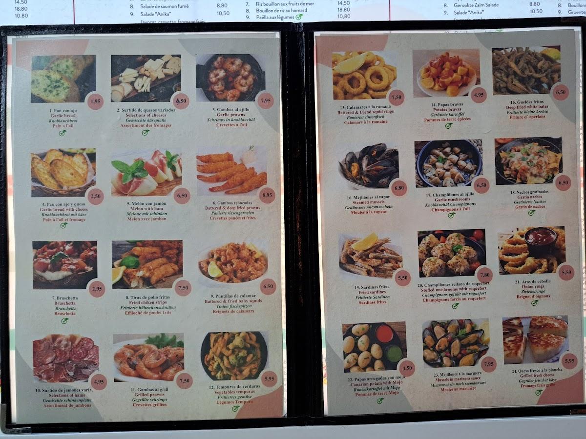 Menu at Isla Bonita restaurant, Playa Blanca